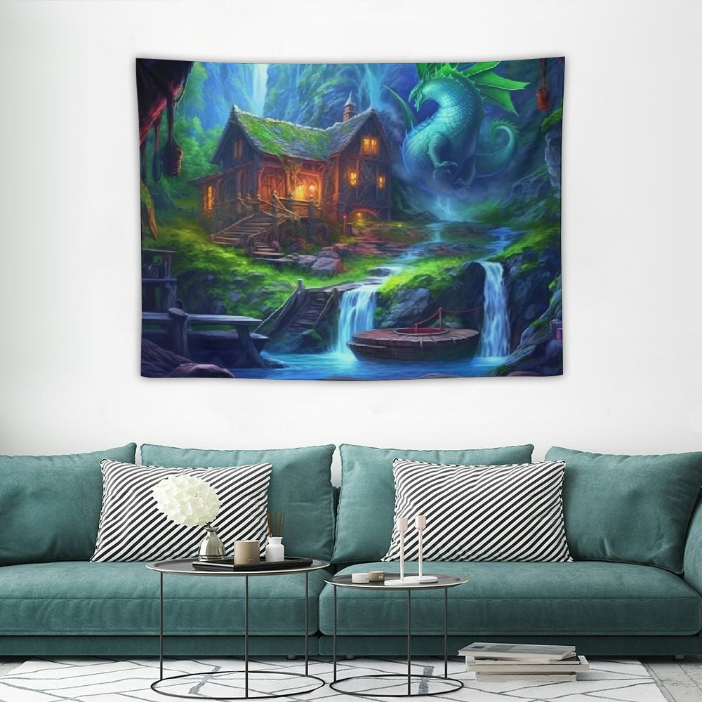 ONETECH Enchanted Forest Tapestry Magical Dragon Wall Hanging Fairy ...