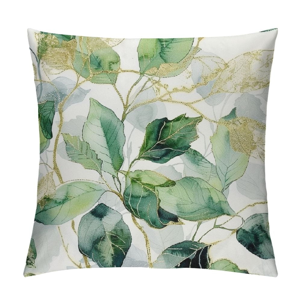 ONETECH Eucalyptus Leaf Pillow Cover Watercolor Pillow Sage Green Leaf ...