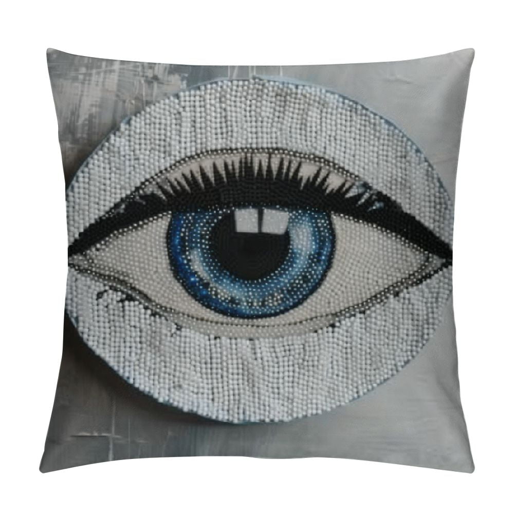 ONETECH Evil Eye Pattern Throw Pillow for Bed & Couch - Off White Gray ...