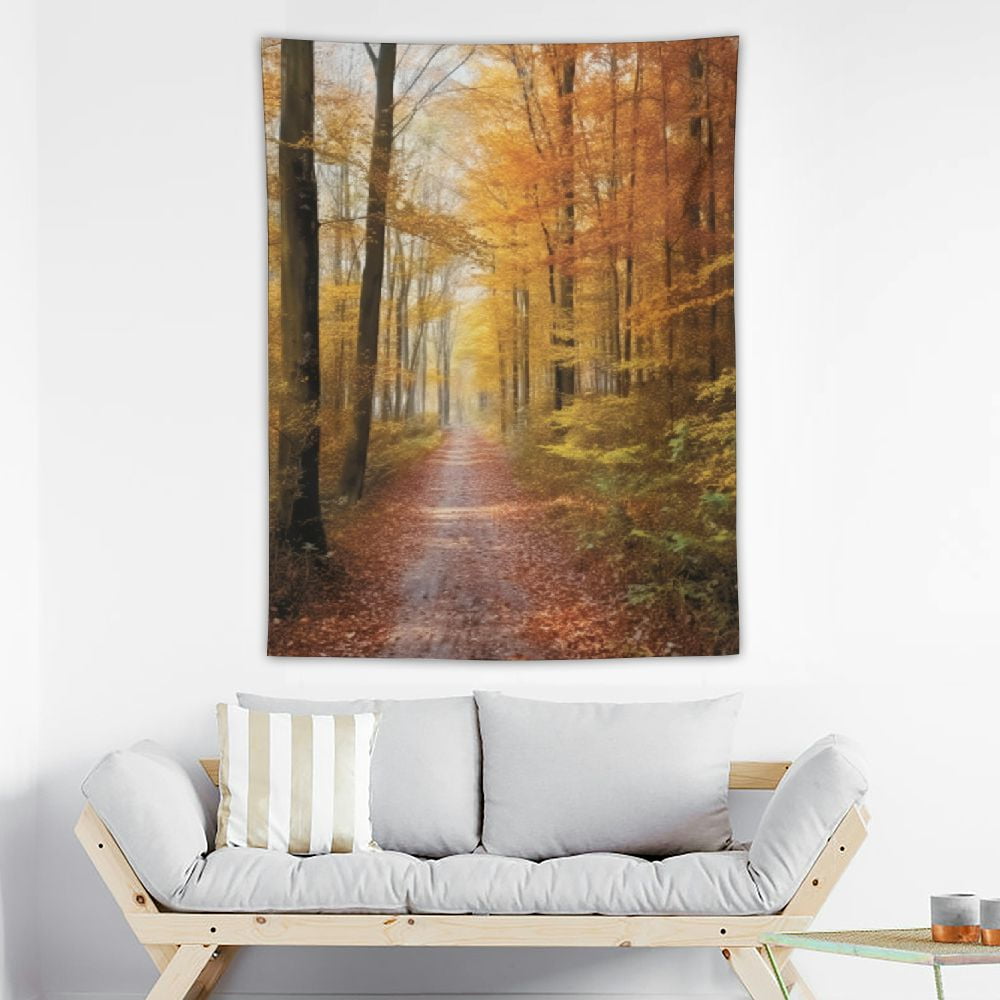 ONETECH Fall Tapestry, Pathway Covered Fallen Leaves Through Autumn ...
