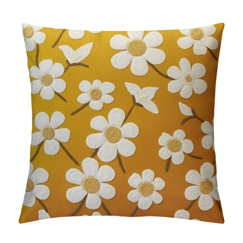 Onetech Fall Yellow Decorative Throw Pillow Covers Sun Flower Jacquard
