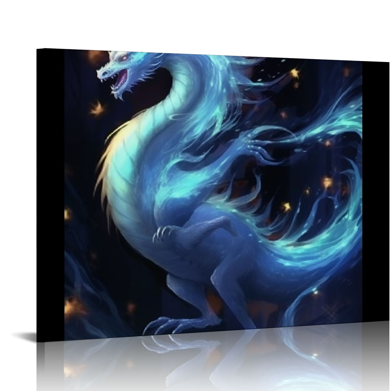 ONETECH Fantasy Dragon Canvas Paintings Ice Dragon Bedroom Wall Art ...