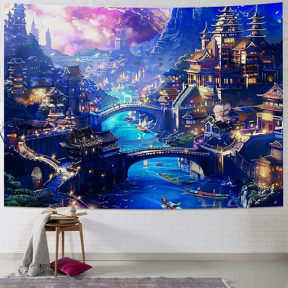 ONETECH Fantasy Landscape Tapestry for Bedroom, Starry Sky Mountain ...