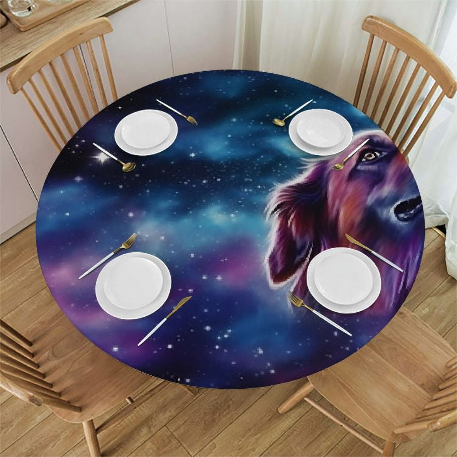 ONETECH Fantasy Round Table Cloth, Psychedelic Northern Starry Sky ...