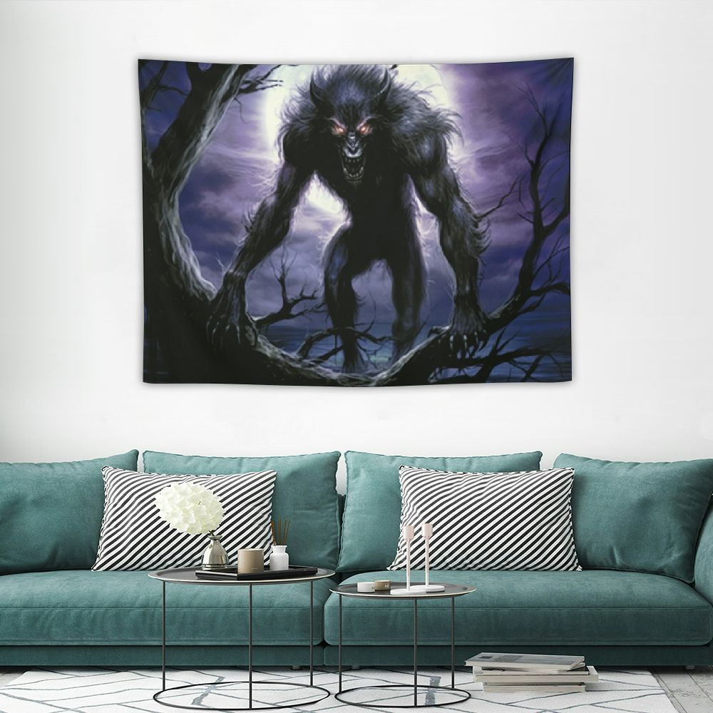 ONETECH Fantasy World Tapestry, Surreal Werewolf Electric Eyes in Full ...