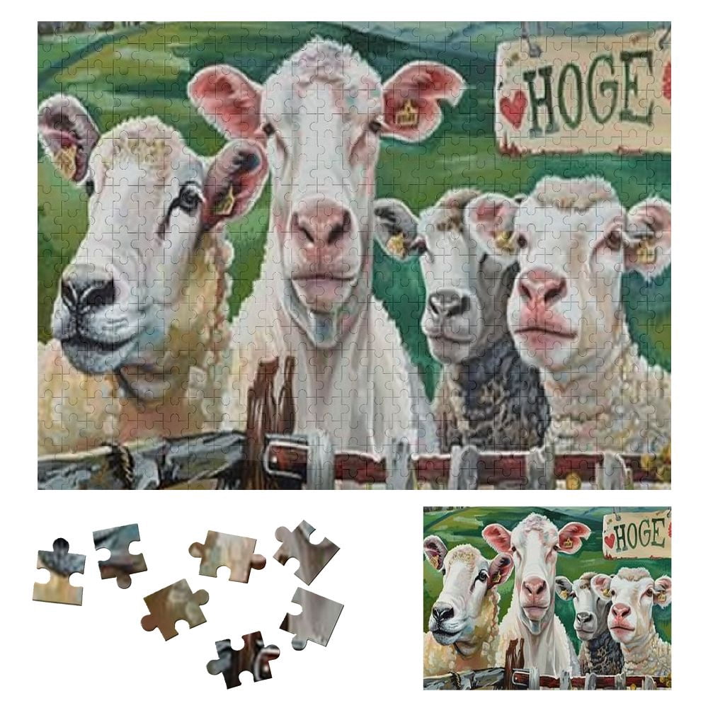 ONETECH Farmhouse Cow Country Sheep Pig Hen Wooden Jigsaw Puzzle for ...