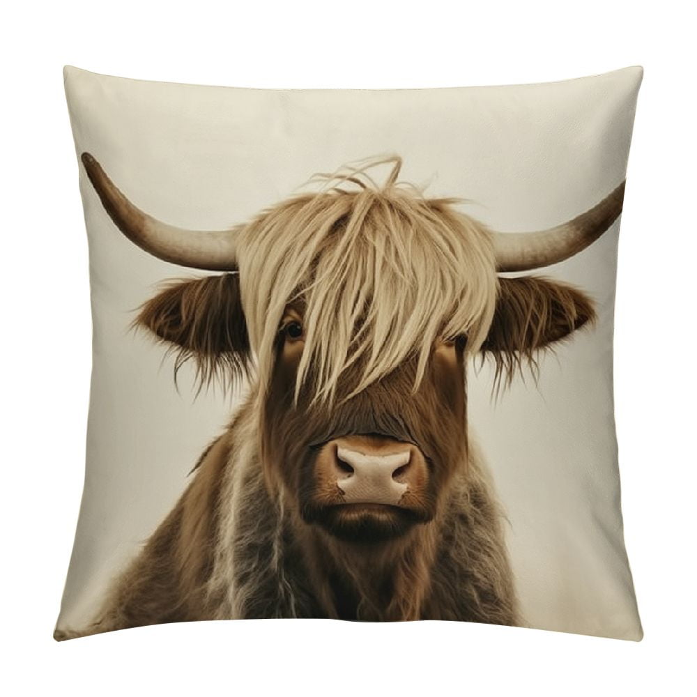 ONETECH Farmhouse Cow Pillow Covers Highland Cow Decor Pillow Case ...