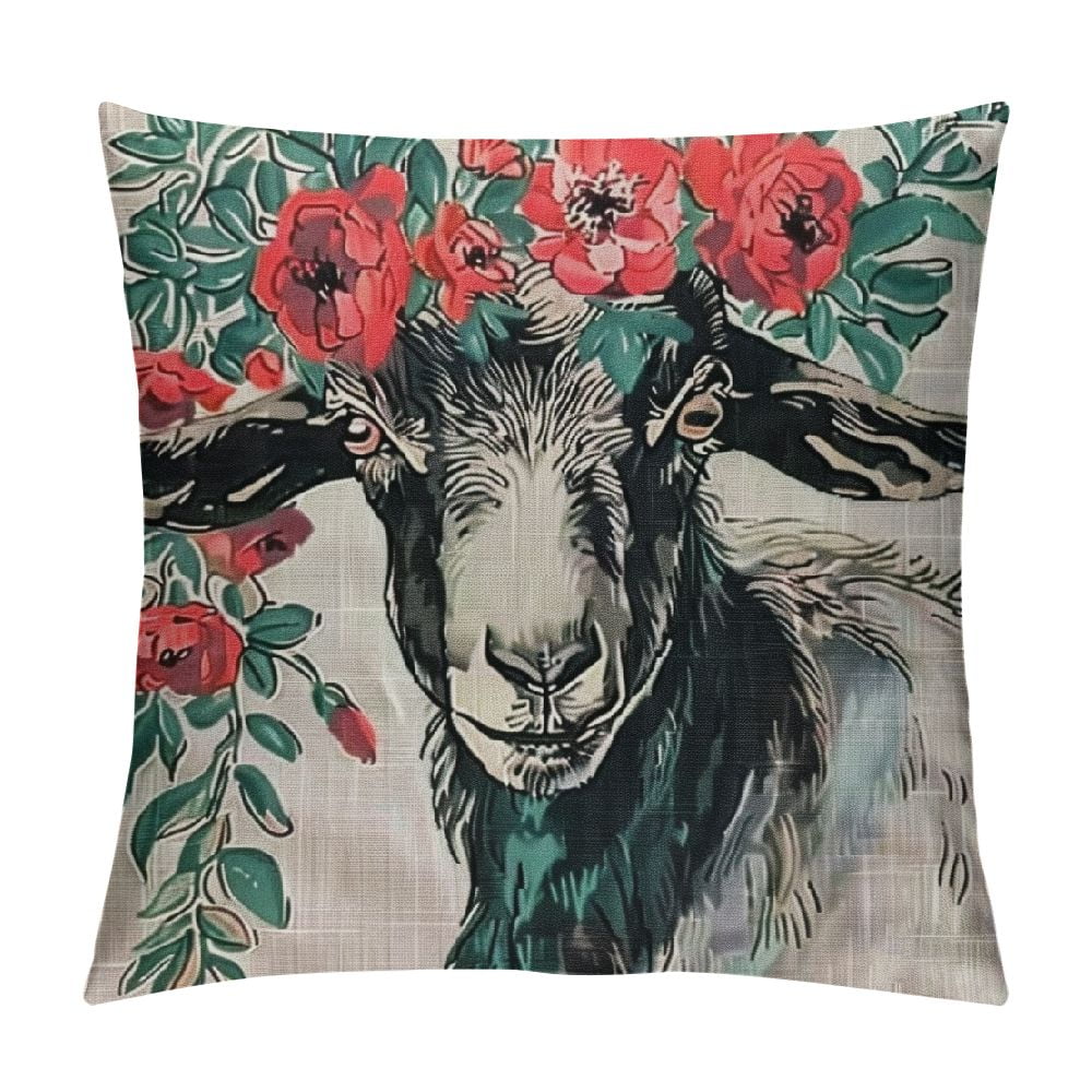 ONETECH Farmhouse Cute Animals Pillow Covers Watercolor Baby Pigs Goats ...