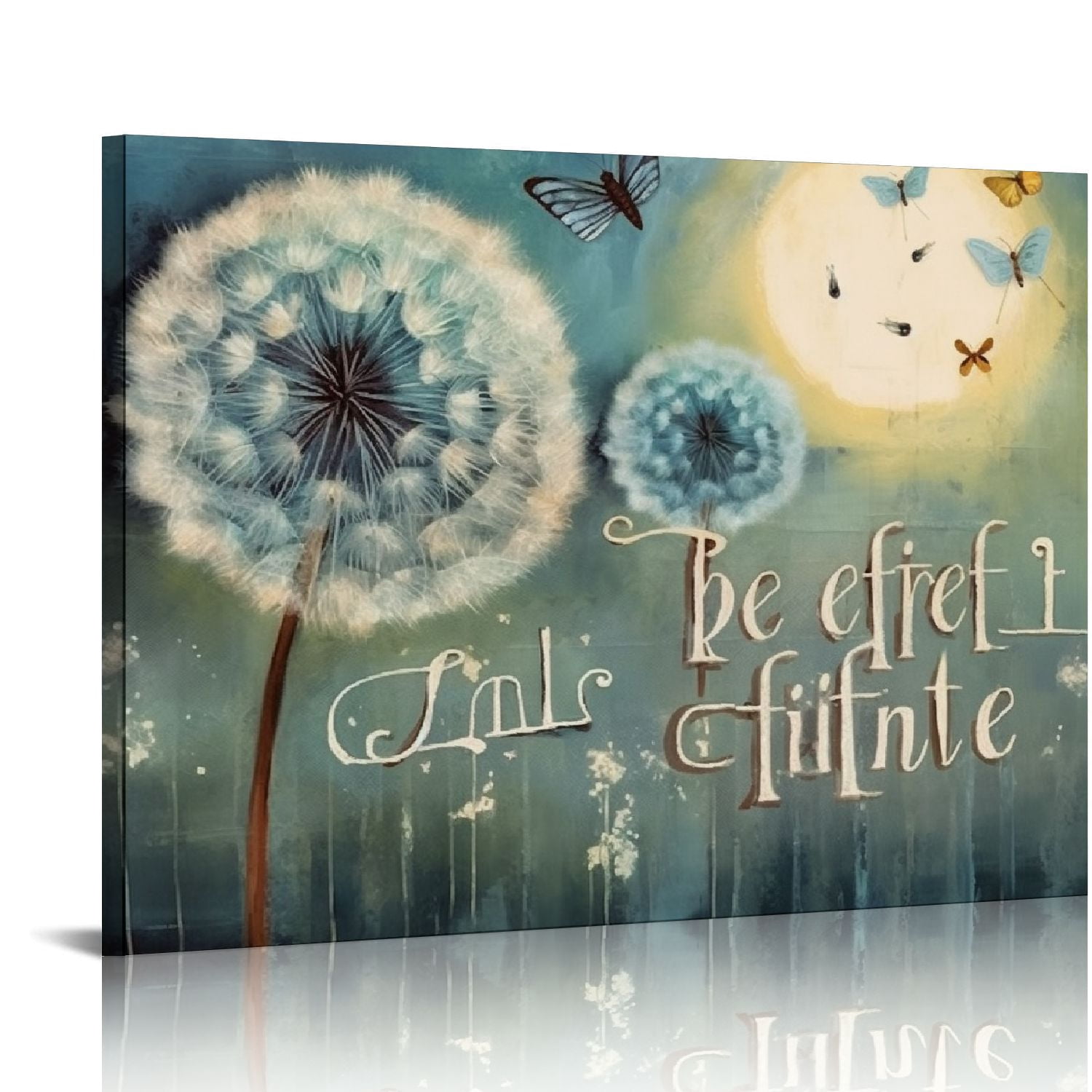 ONETECH Farmhouse Dandelion Decor Wall Art Rustic Country Teal ...