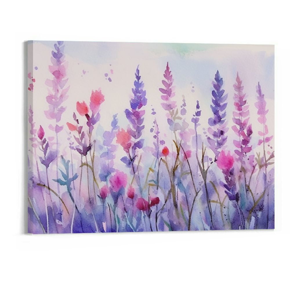ONETECH Farmhouse Lavender Decor Wall Art Rustic Country Purple Flower Pictures Wall Decor ...