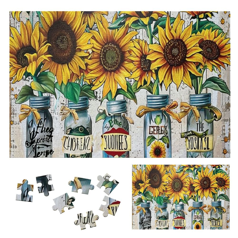 ONETECH Farmhouse Rustic Sunflower Inspirational Quotes Wooden Jigsaw ...