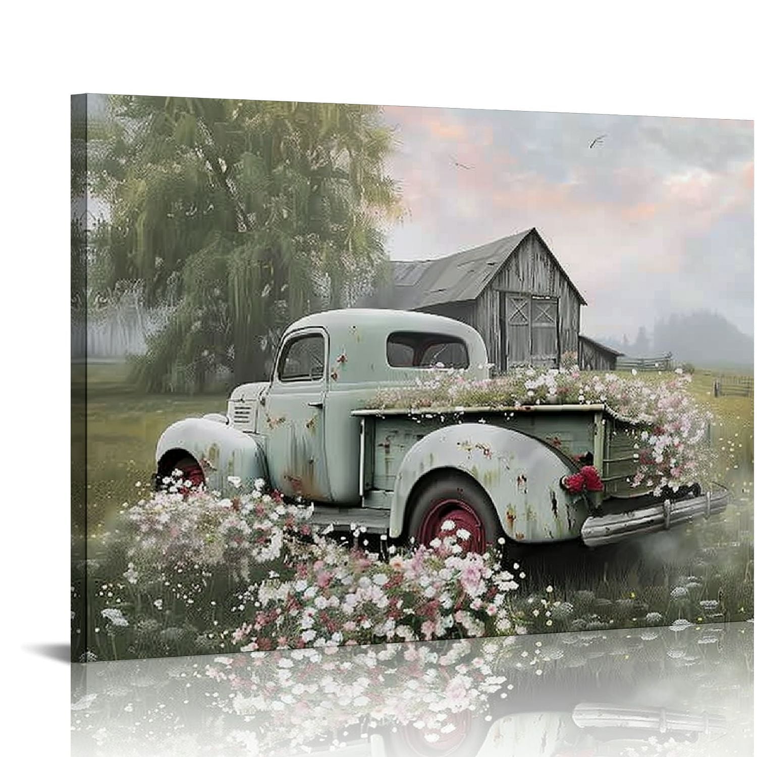 ONETECH Farmhouse Truck Wall Art - Old Truck Canvas Prints, Barn ...
