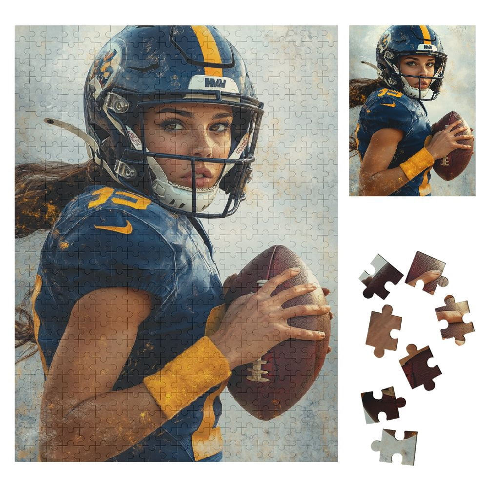 ONETECH Female American Football Player Wooden Jigsaw Puzzle Vertical ...