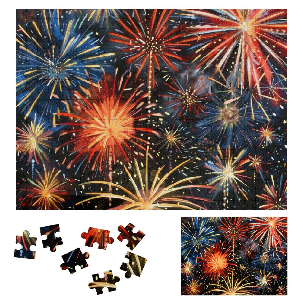 ONETECH Fireworks Stars Colors Wooden Jigsaw Puzzle Challenging ...