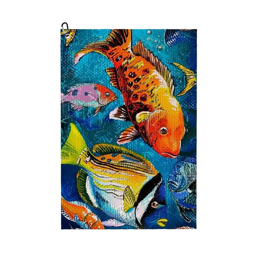 ONETECH Fish Ocean Painting Golf Towel - Premium Golf Accessories and ...