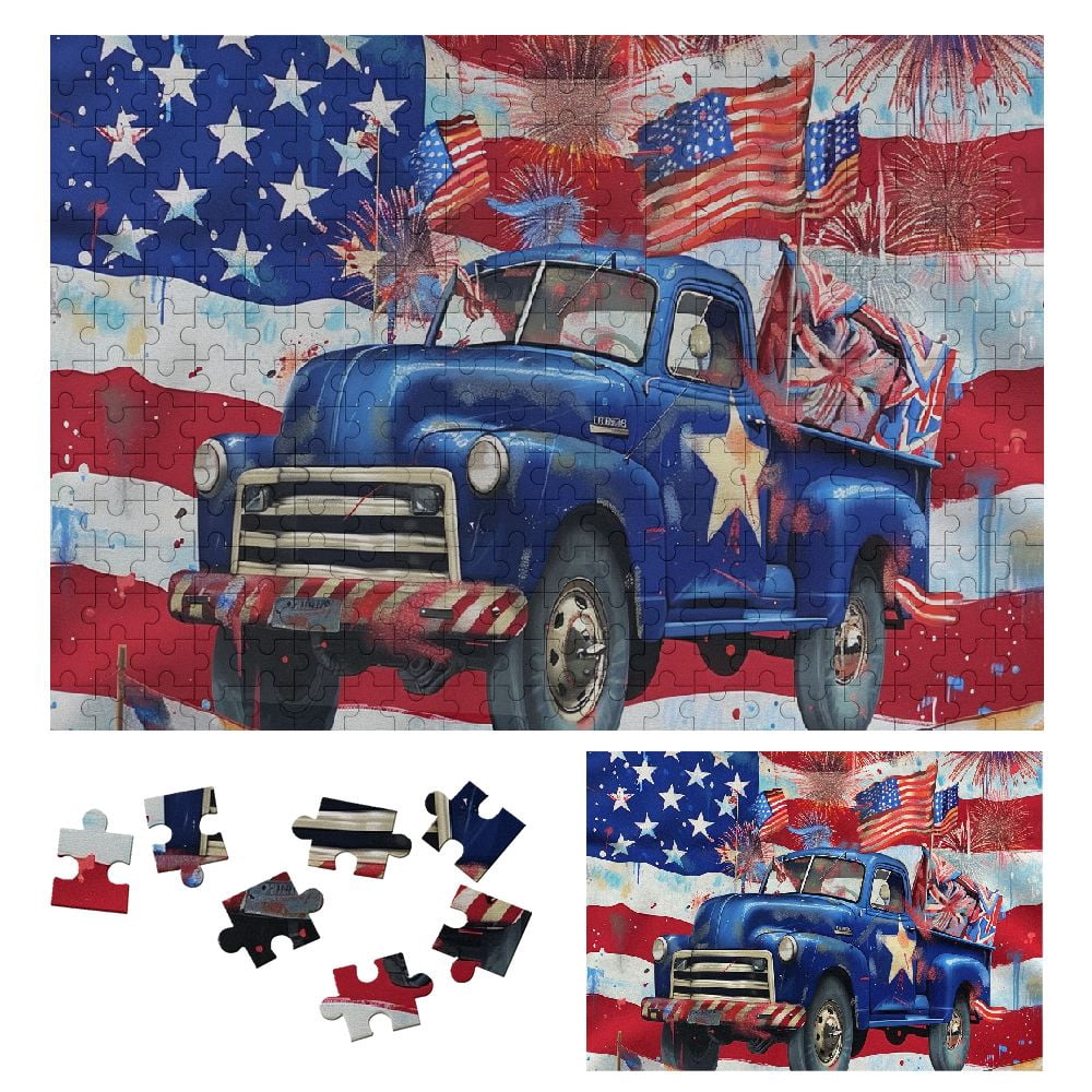 ONETECH Flag and Fireworks Wooden Jigsaw Puzzle for Adults and Kids ...