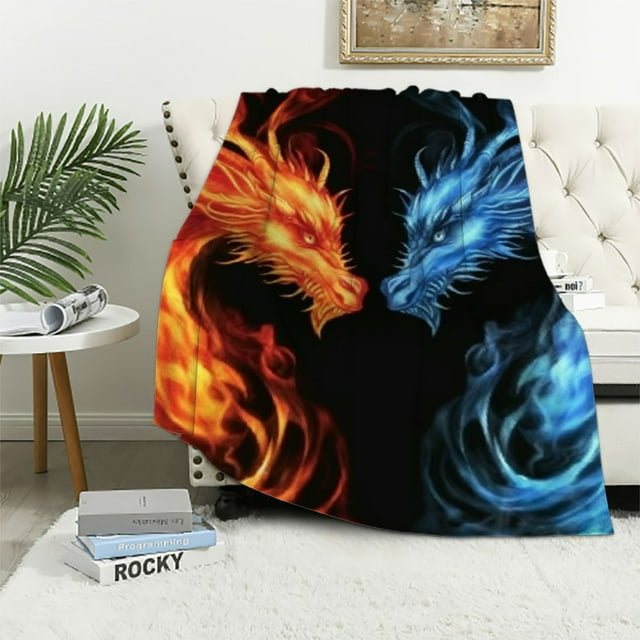 ONETECH Flame Dragon Throw Blankets Super Soft Warm Fuzzy Plush Blanket ...