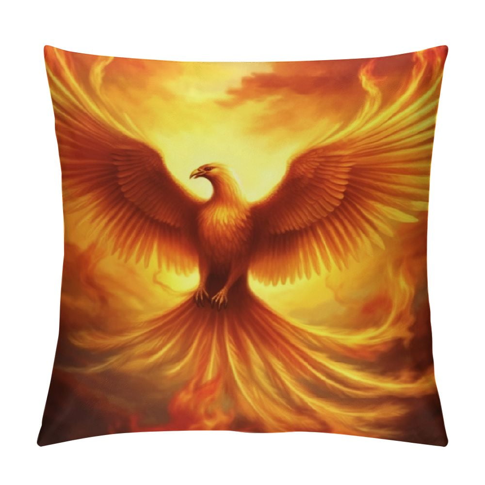ONETECH Flame Phoenix Printed Throw Pillow Cover, A Luxurious Cushion ...