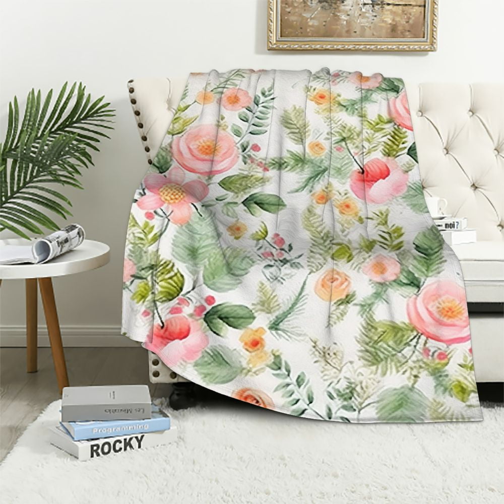 ONETECH Floral Blanket Flower Blanket Botanical Spring Flowers Blanket ...