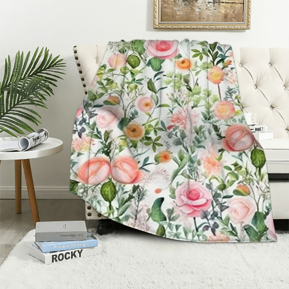ONETECH Floral Blanket Flower Blanket Botanical Spring Flowers Blanket ...