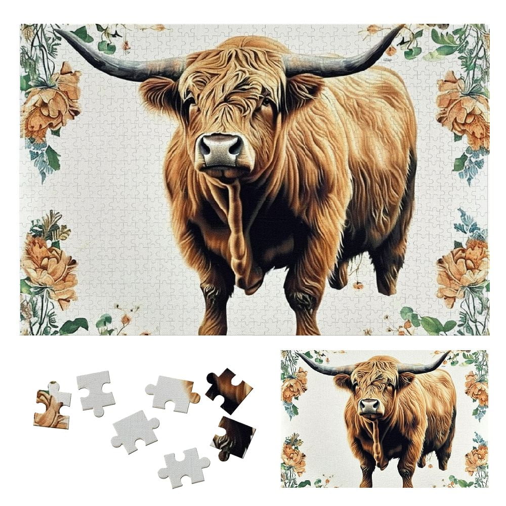 ONETECH Floral Border Pine Cone Wooden Jigsaw Puzzle Challenging ...