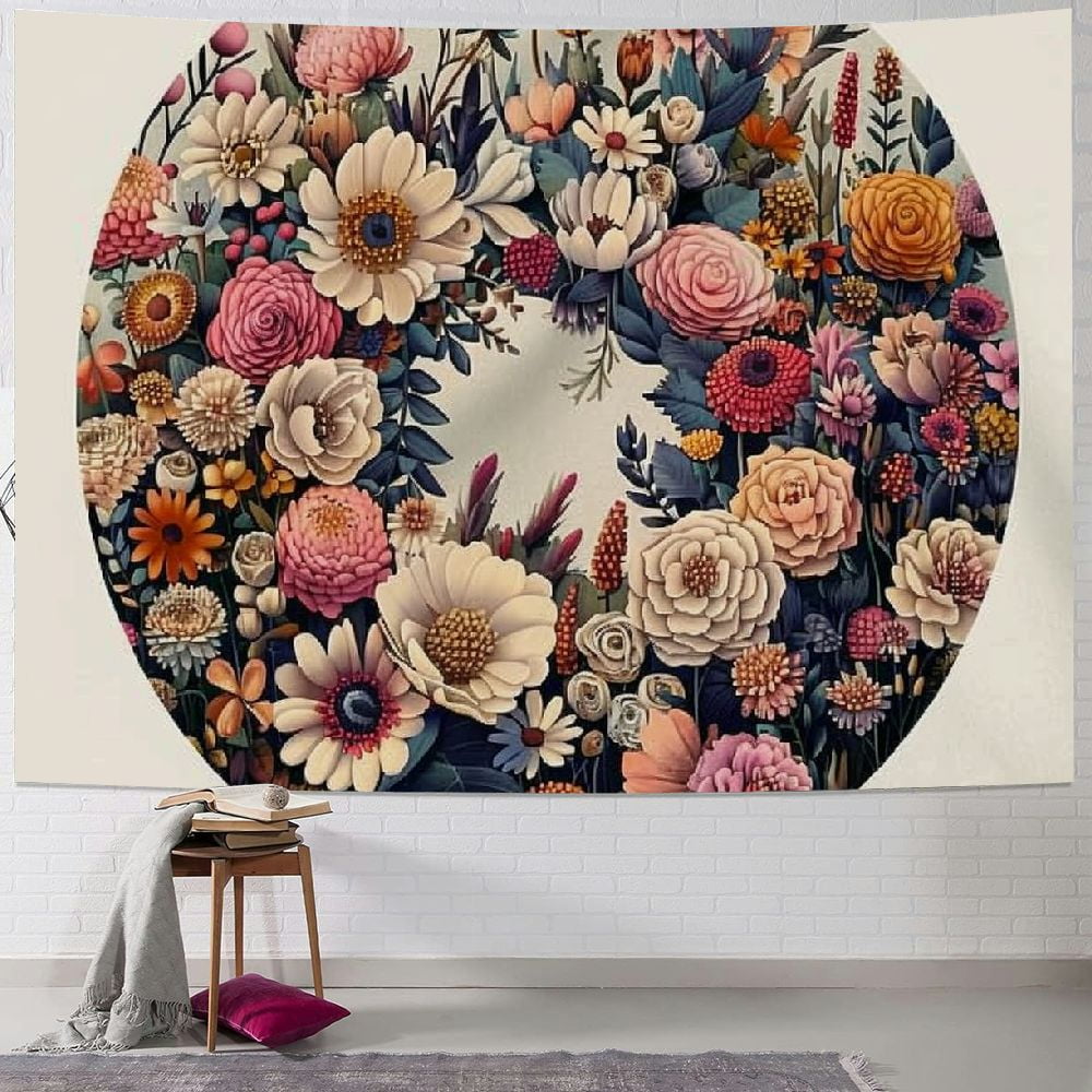 ONETECH Flower Tapestry, Bohemian Medallion Design with Colorful Floral ...