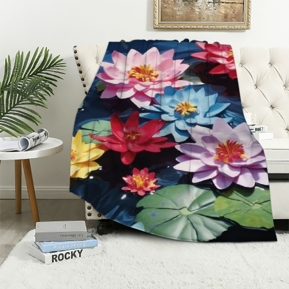 ONETECH Flower Throw Blanket Floral Vivid Pattern with Colorful Flowers ...