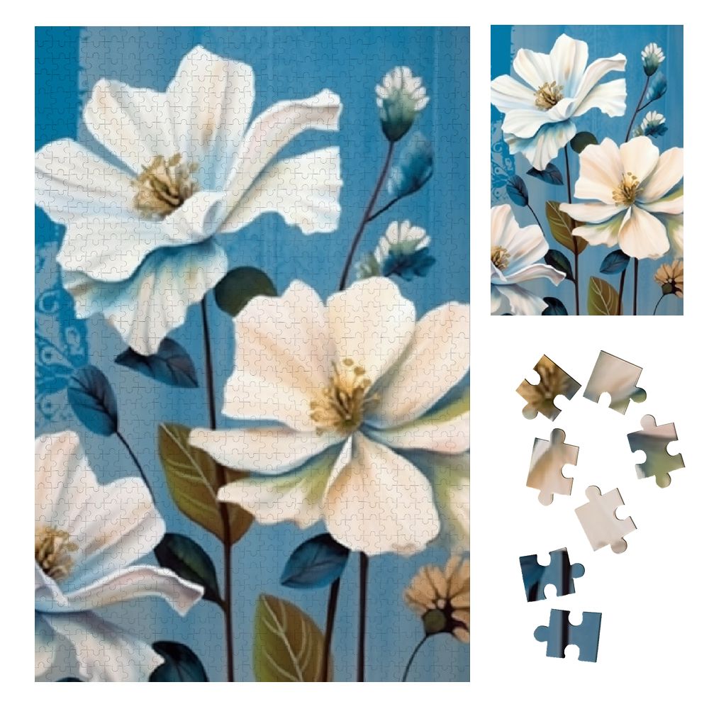 ONETECH Flowers Blue Background White Flower Vertical Challenging ...
