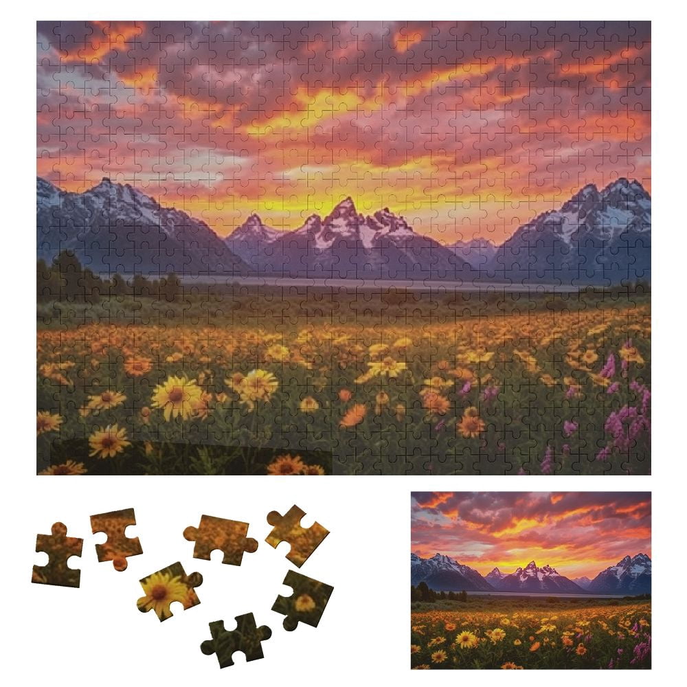 ONETECH Flowers Mountains Sunset Wooden Jigsaw Puzzle for Adults and ...