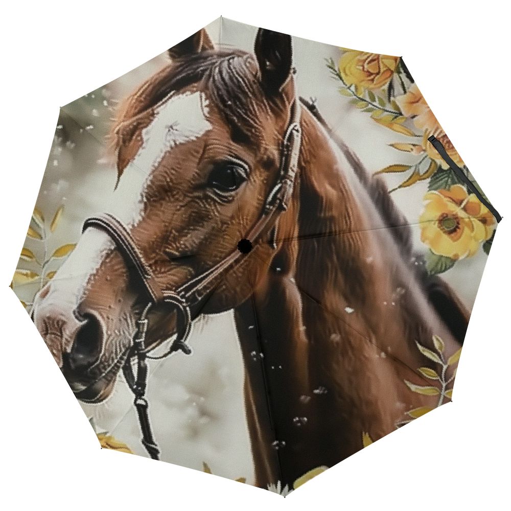 ONETECH Flowers Three-Fold Automatic Portable Umbrella for Rain and Sun ...