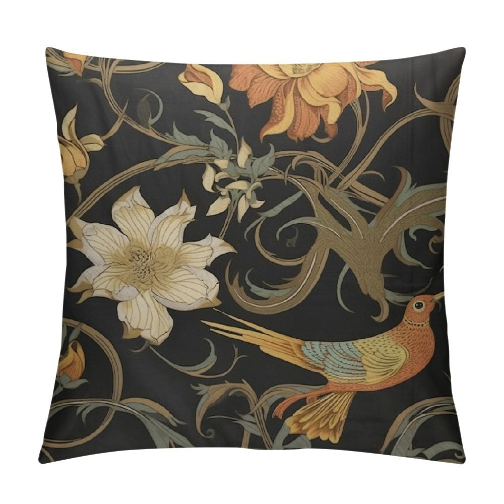 FUMJ Flowers and Birds Throw Pillow Cushion CoversArt Nouveau Style ...
