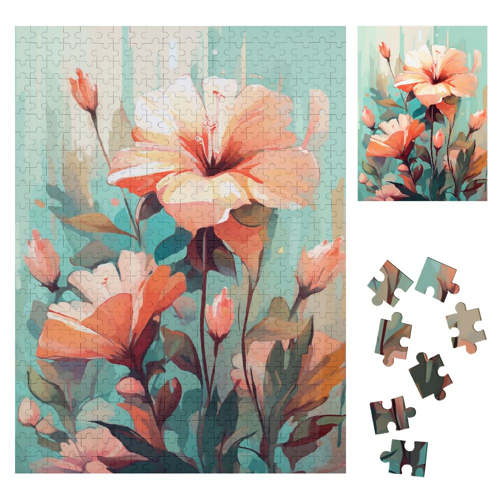 FUMJ Flowers and Greenery Wooden Jigsaw Puzzle Vertical Challenging ...