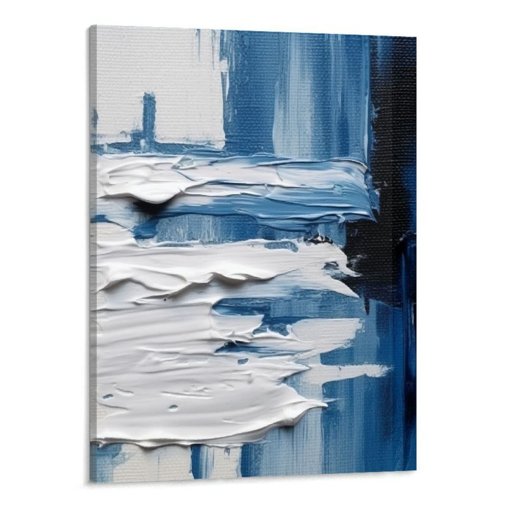 ONETECH Flowing Indigo, Navy Blue Abstract Painting - Textured Brush ...