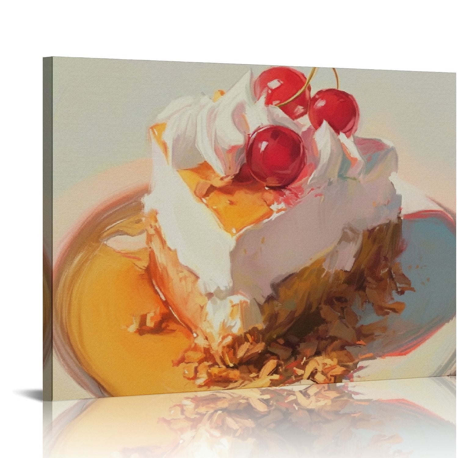 ONETECH Food Cream Cake Canvas Wall Art Painting Prints, Afternoon Tea ...