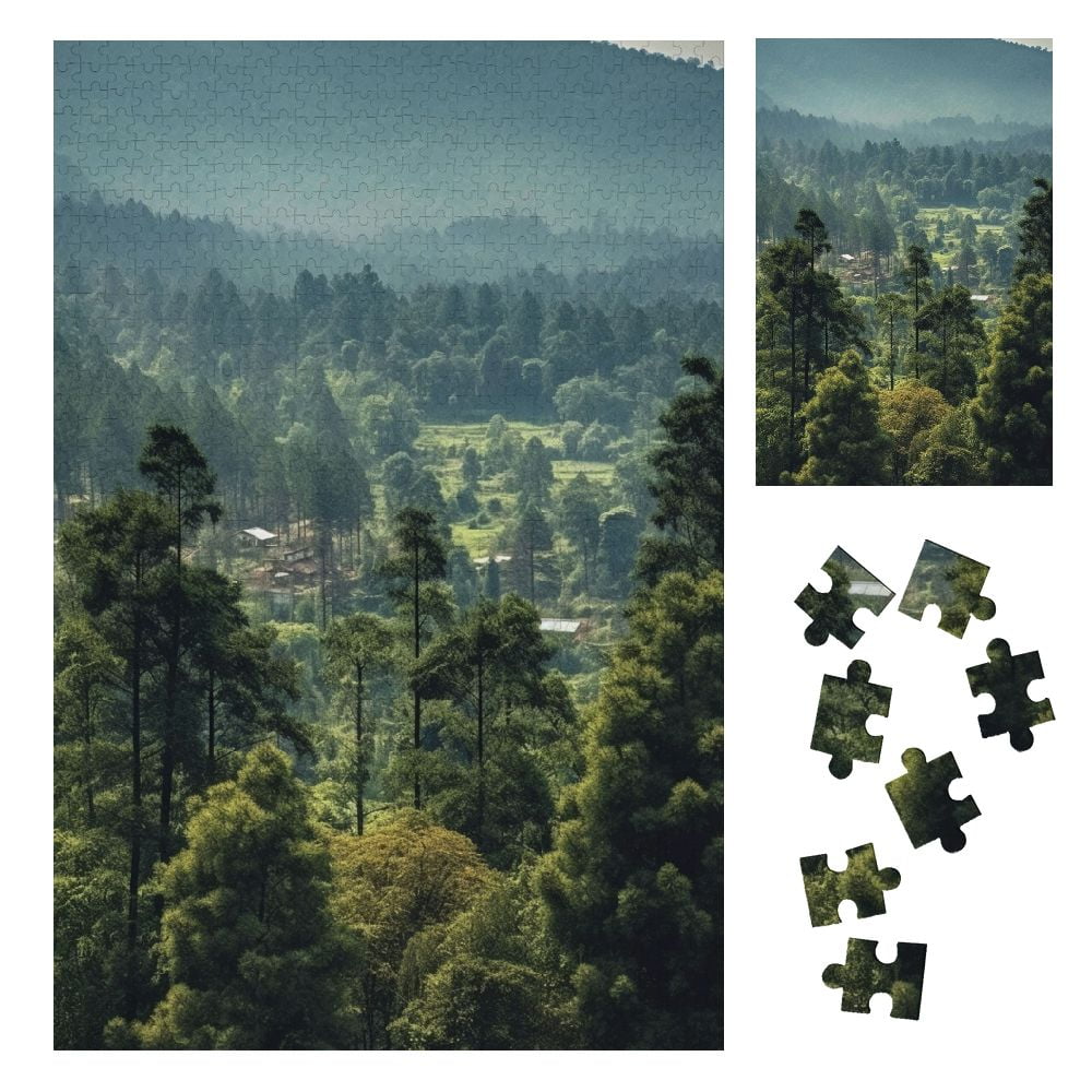 ONETECH Forest Canvas Painting Wooden Jigsaw Puzzle Vertical ...