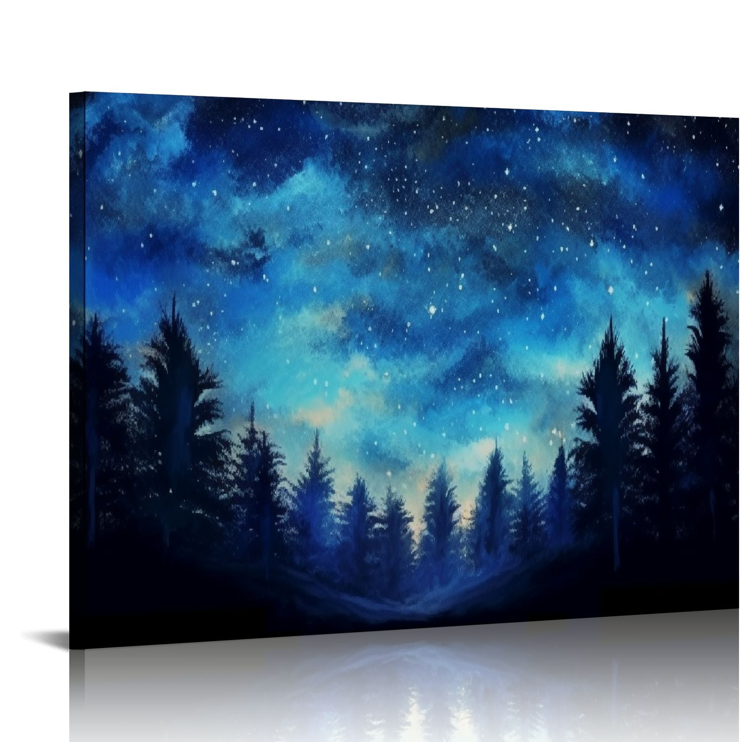 ONETECH Forest Canvas Wall Art Abstract Blue Forest Pictures Wall Decor ...
