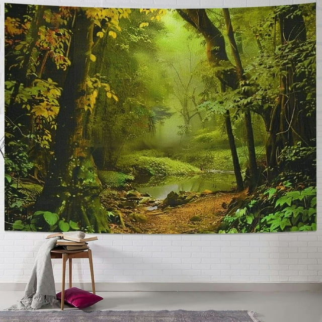 FUMJ Forest Tapestry Nature Tree Cave Tapestry Wall Hanging Misty ...