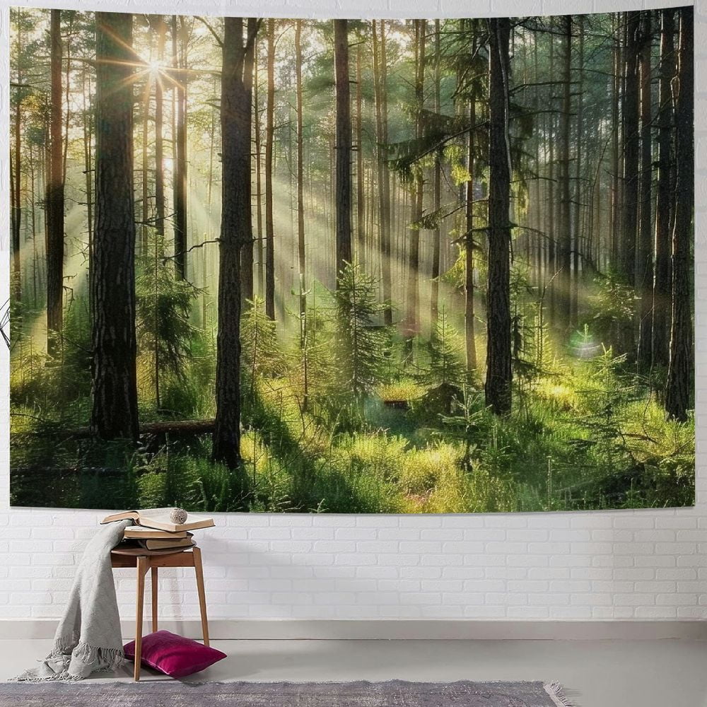 ONETECH Forest Tree Tapestry Nature Landscape Tapestry Sunshine Through ...