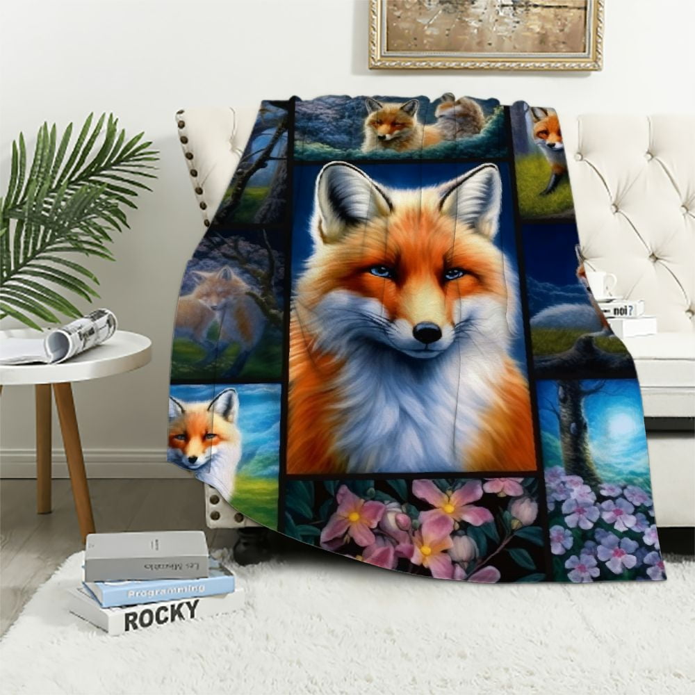 ONETECH Fox Blanket Gifts for Women Girls - Animals Throw for Kids ...