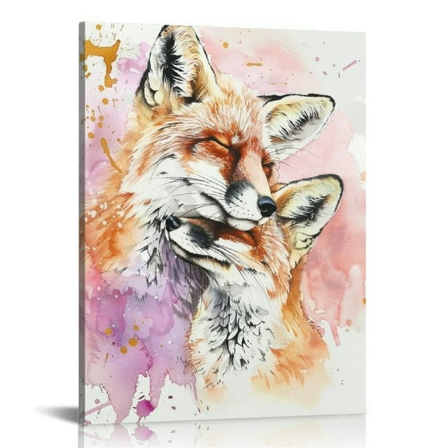 ONETECH Foxes Posters Canvas Wall Art Pet Canvas Painting Watercolour ...