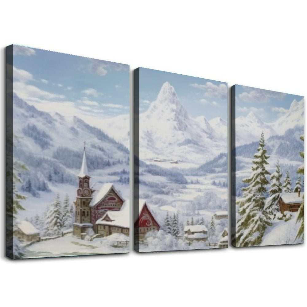 ONETECH Frame Winter Wall Art Snow Tree Canvas Wall Decor(12”X16 ...