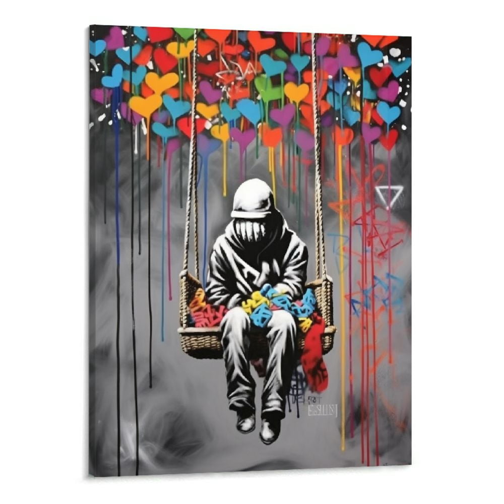 ONETECH Framed Banksy Street Graffiti Wall Art Decor Large Abstract ...