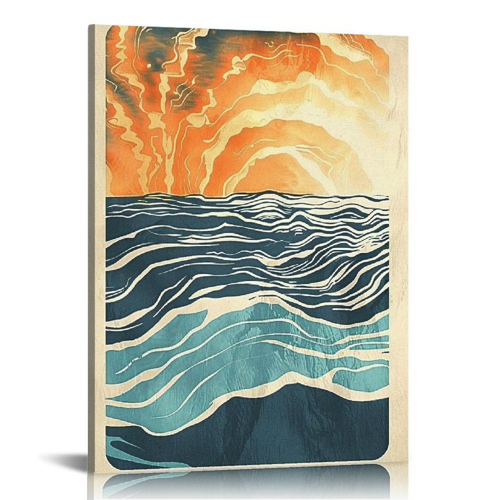 ONETECH Framed Canvas Print Wall Art Set Mid-Century Colorful Polygon ...