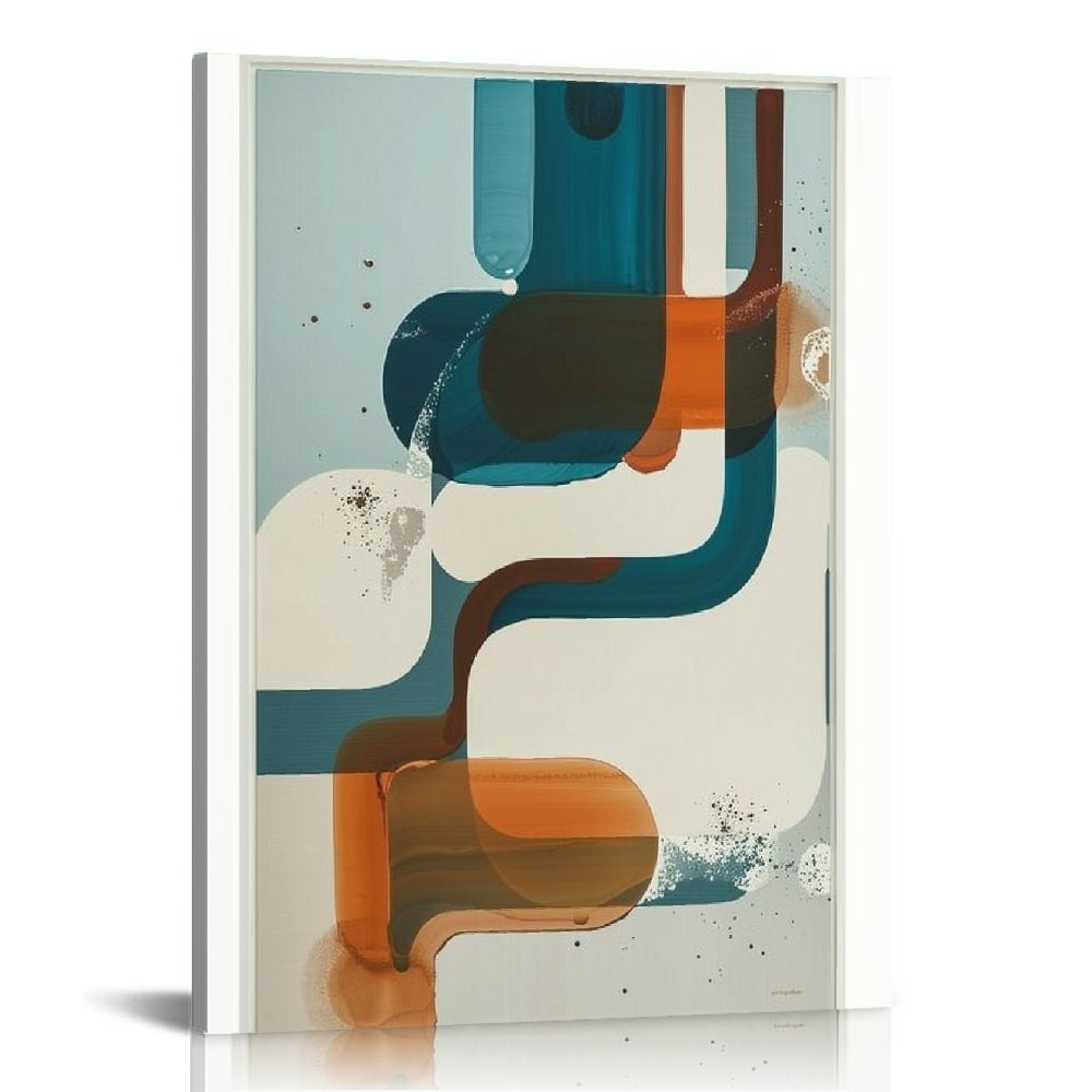 ONETECH Framed Canvas Print Wall Art Set Mid-Century Geometric Color ...