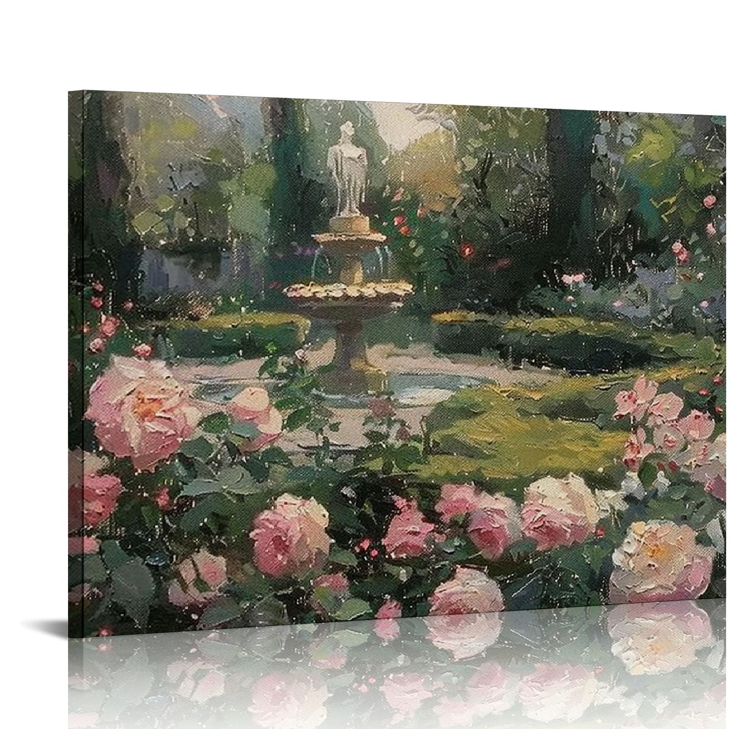 ONETECH Framed Canvas Vintage Wall Art Print, Rose Garden Prints Home ...
