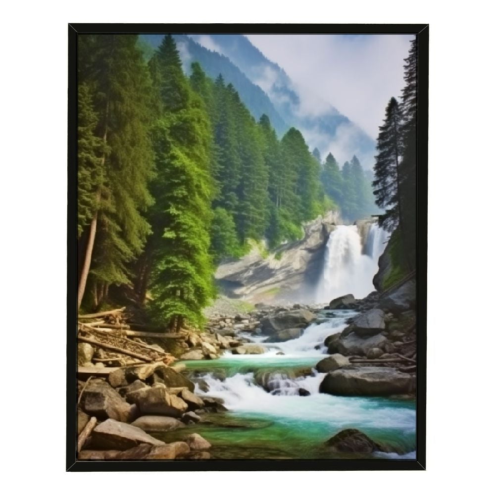 ONETECH Framed Canvas Wall Art River Waterfalls Landscape Multicolor ...