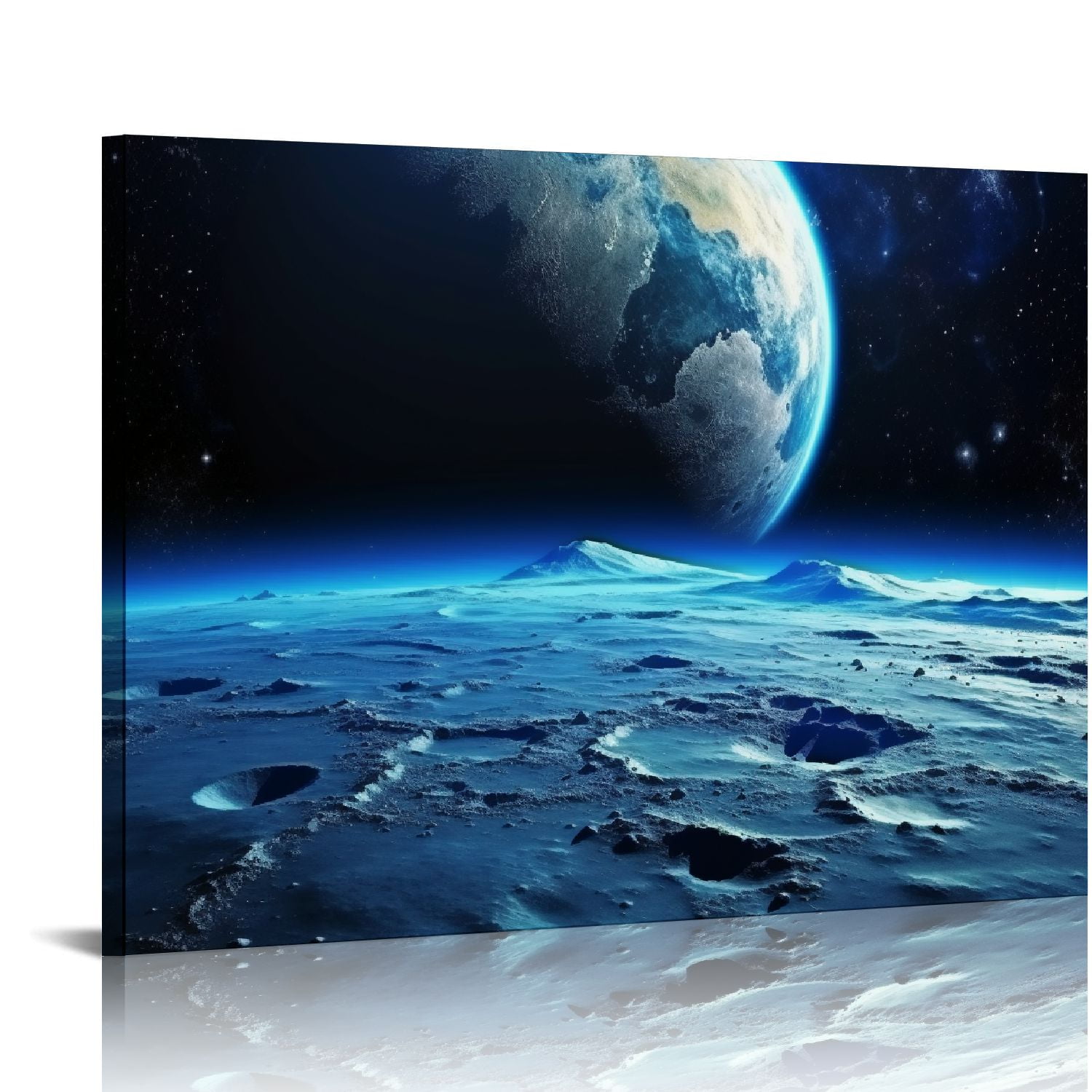 ONETECH Framed Earth Poster Canvas Wall Art - Earthrise from the Moon ...