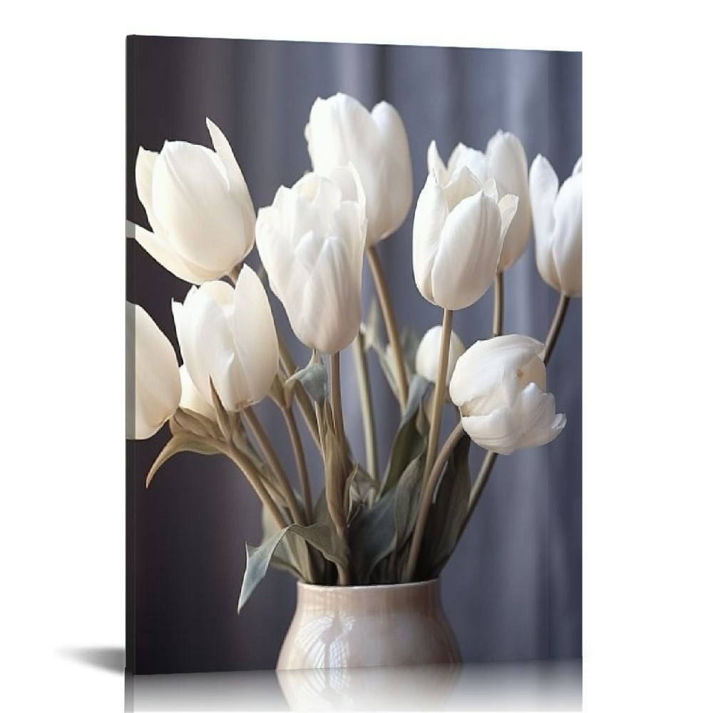 WENZZ Framed Flower Wall Art Plain Wall Decor Bohemian Style Canvas ...