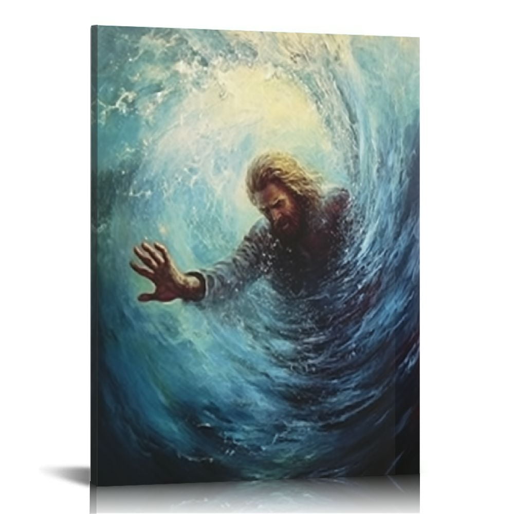 ONETECH Framed Jesus Christian Canvas Wall Art of God Reaching Into ...