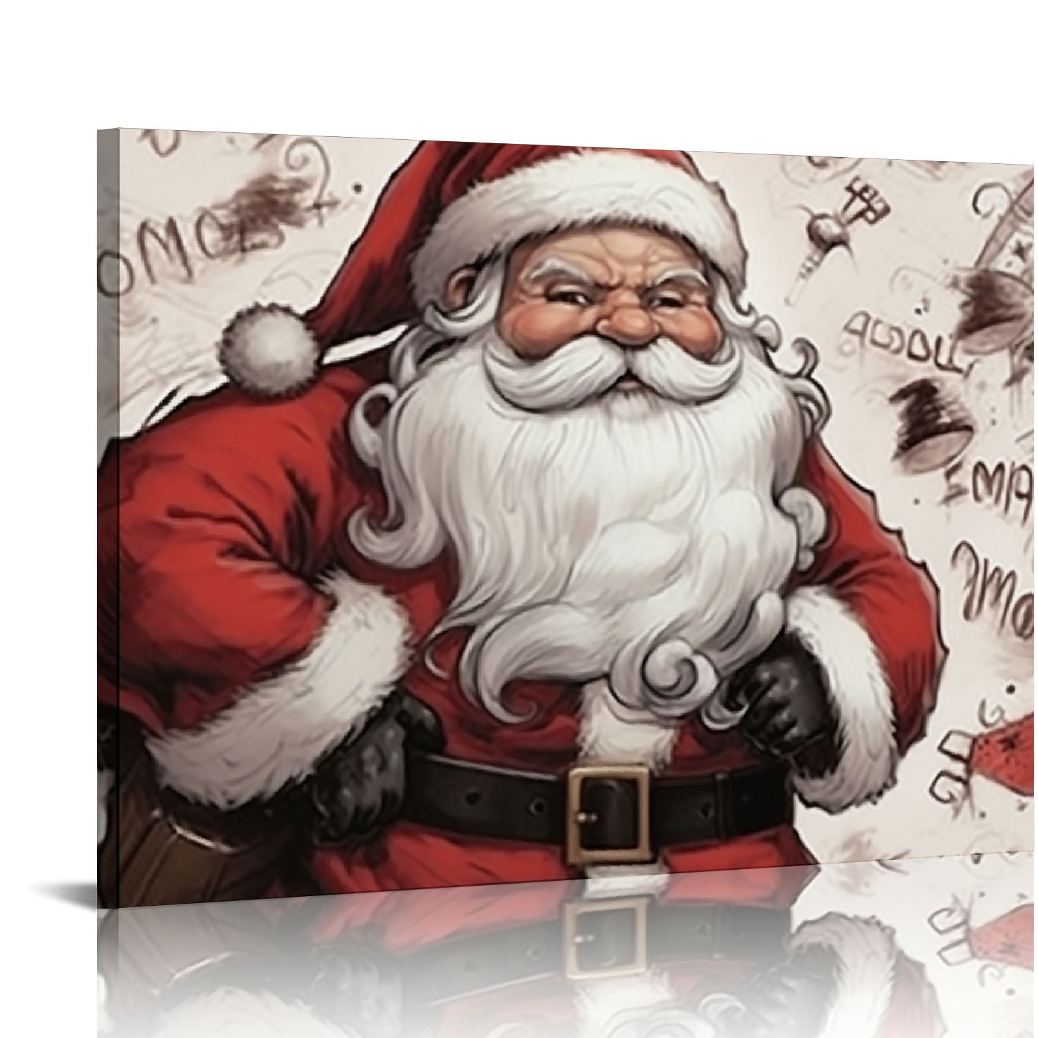 ONETECH Framed Wall Art Merry Christmas Wall Decor Funny Santa Claus ...
